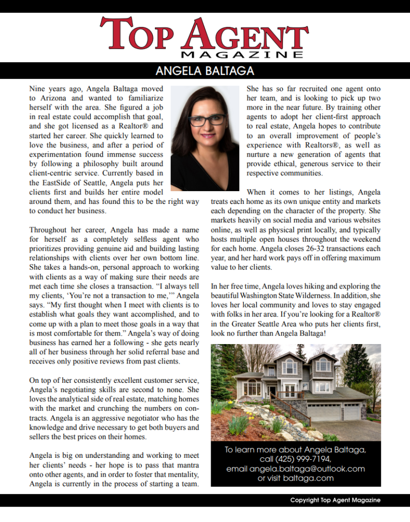 2021 Top Agent Magazine Article – Baltaga Group